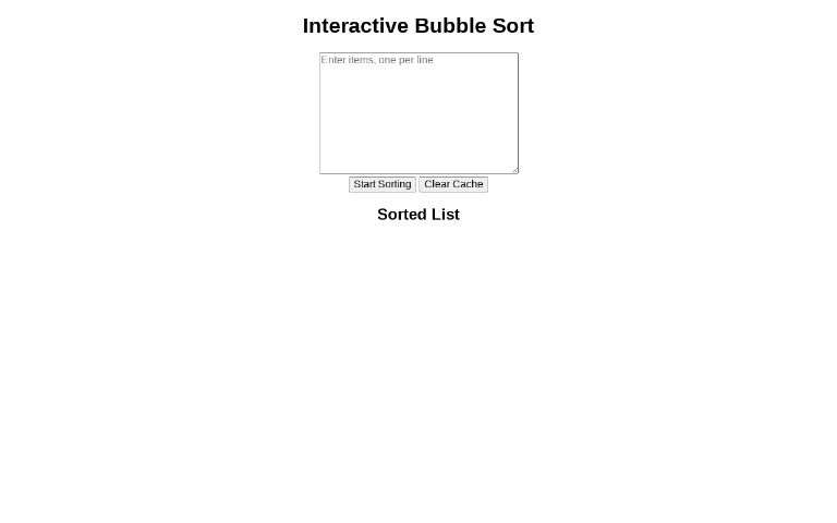 Interactive Bubble Sort ― Perchance Generator