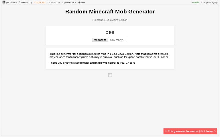 Random Minecraft Mob Generator