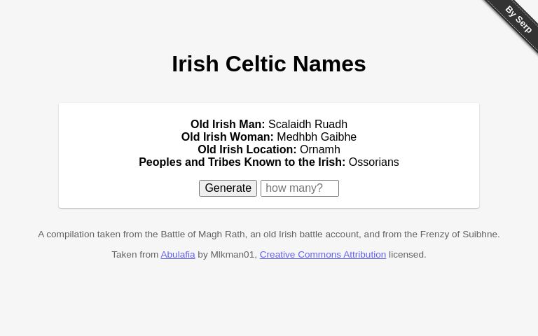 Irish Celtic Names ― Perchance Generator