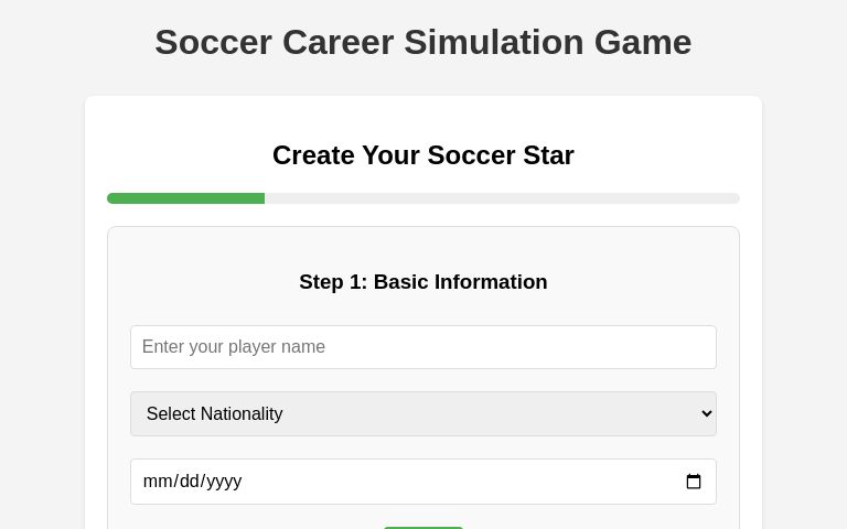 Soccer Career Simulation Game ― Perchance Generator