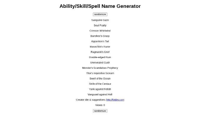 Ability/Skill/Spell Name Generator
