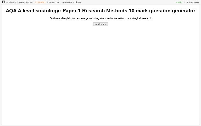 AQA A level sociology: Paper 1 Research Methods 10 mark question generator