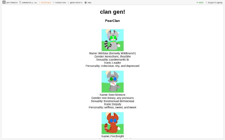 clan gen! ― Perchance Generator