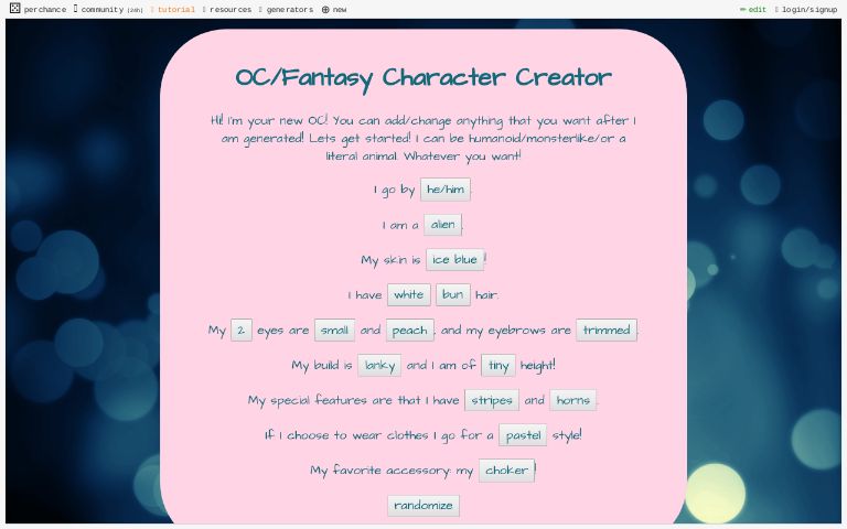 OC/Fantasy Character Creator ― Perchance Generator