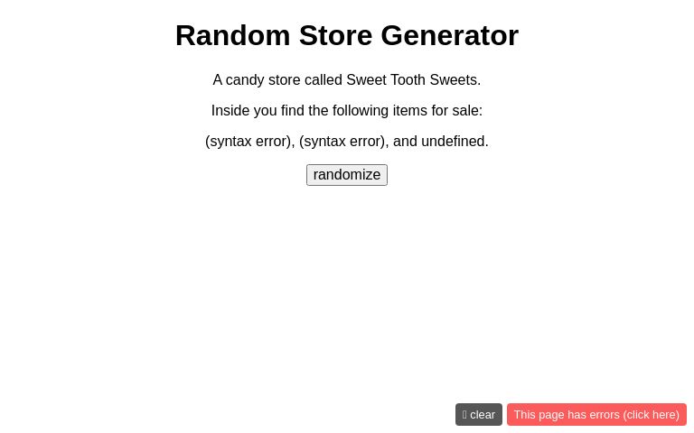 Random Store Generator
