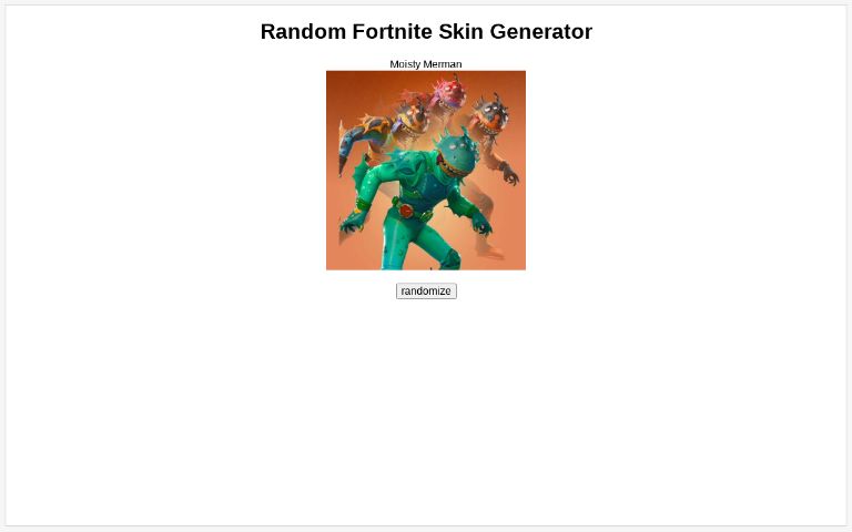 Random Fortnite Skin Generator
