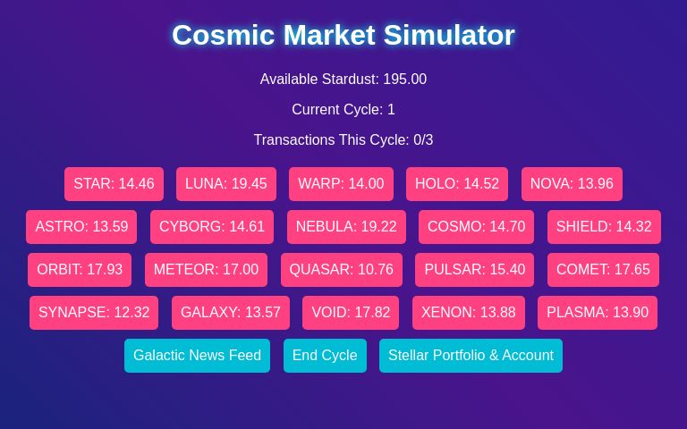 Cosmic Market Simulator ― Perchance Generator