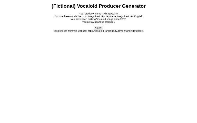 (Fictional) Vocaloid Producer Generator