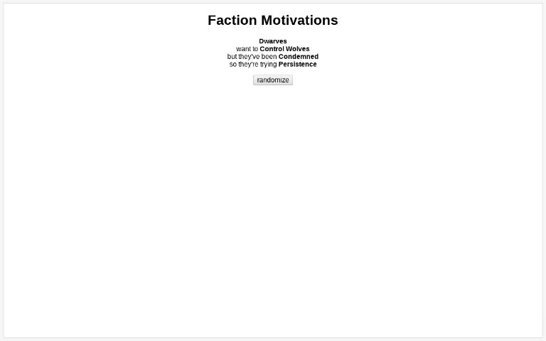 Faction Motivations ― Perchance Generator