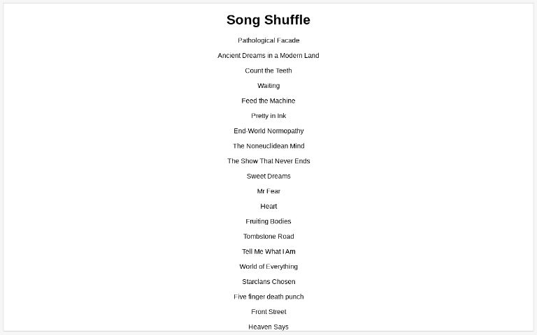 Song Shuffle ― Perchance Generator