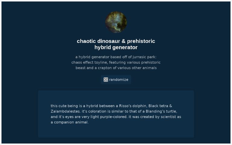 chaotic dinosaur & prehistoric hybrid generator