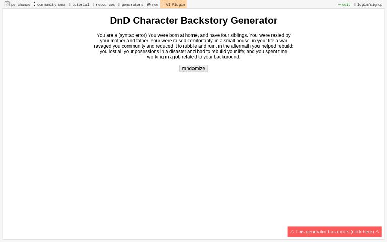 DnD Character Backstory Generator