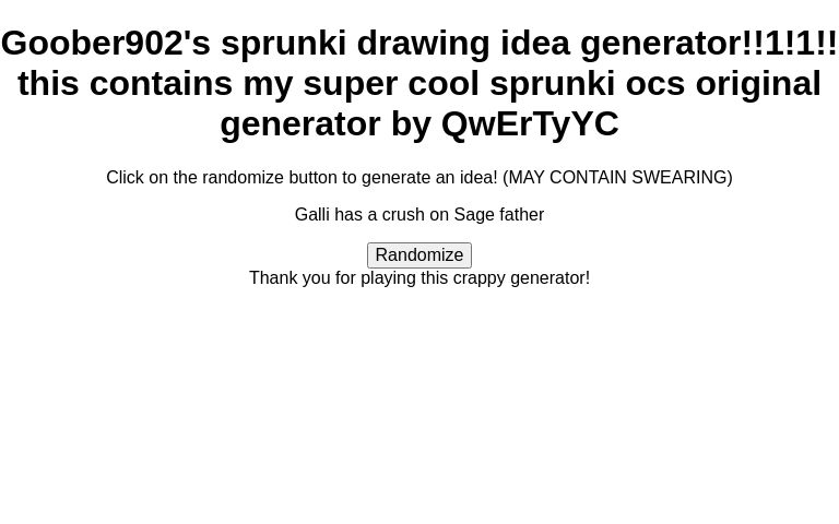 Goober902's sprunki drawing idea generator!!1!1!! this contains my super cool sprunki ocs ...