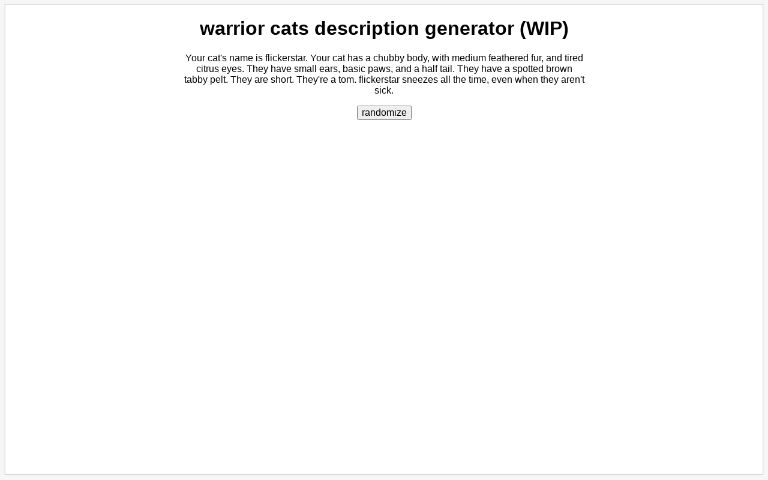 warrior cats description generator (WIP)