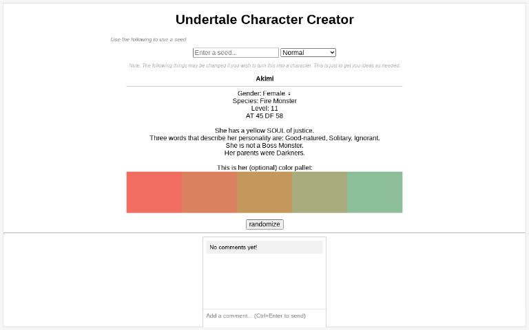 Undertale Character Creator ― Perchance Generator
