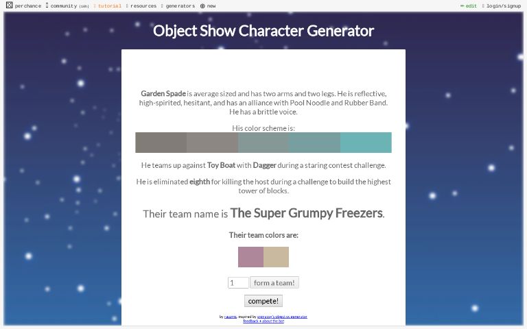 Object Show Character Generator