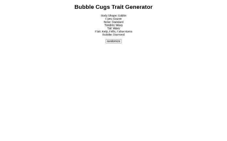 Bubble Cugs Trait Generator