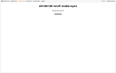 d4+d6+d8 reroll snake-eyes ― Perchance Generator