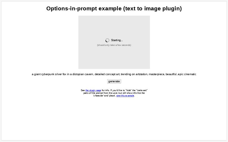 Options-in-prompt example (text to image plugin)