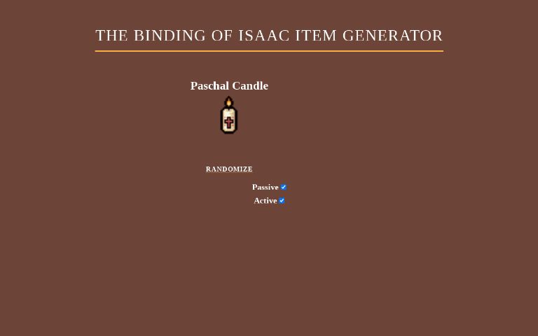 The Binding of Isaac Item Generator