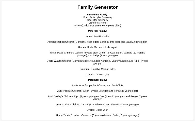 Family Generator