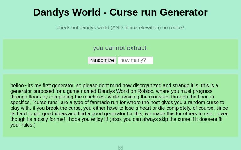 Dandys World - Curse run Generator