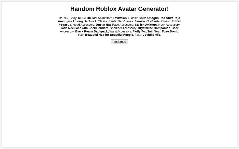 Random Roblox Avatar Generator!