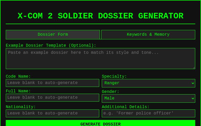 X-COM 2 SOLDIER DOSSIER GENERATOR