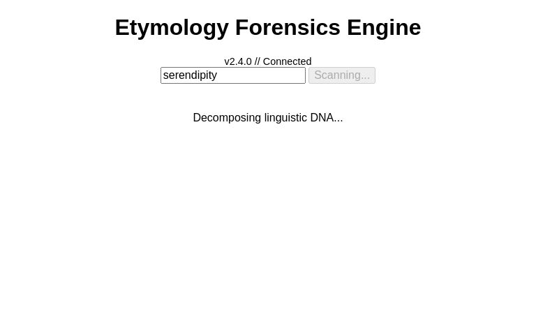 Etymology Forensics Engine ― Perchance Generator