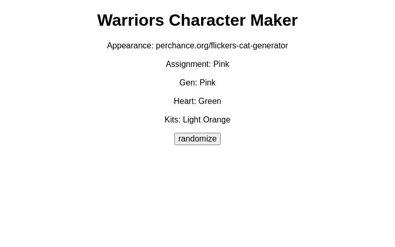 Warriors Character Maker ― Perchance Generator