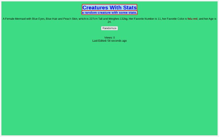 Creatures With Stats ― Perchance Generator
