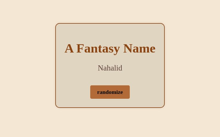 A Fantasy Name ― Perchance Generator