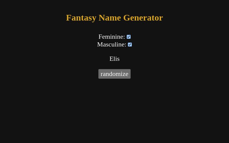 Fantasy Name Generator