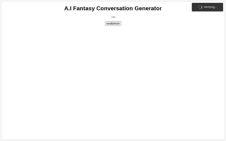 A.I Fantasy Conversation Generator