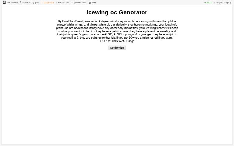 Icewing oc Genorator ― Perchance Generator