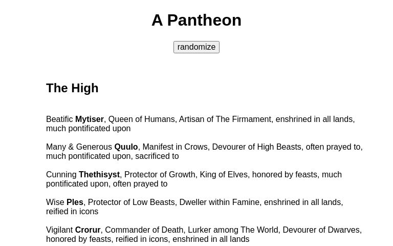 A Pantheon ― Perchance Generator