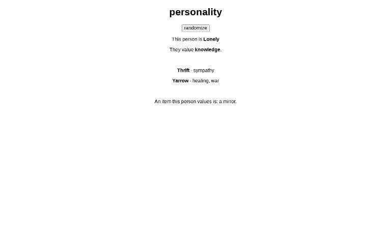 personality ― Perchance Generator