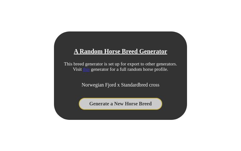 A Random Horse Breed ― Perchance Generator