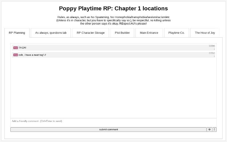 Poppy Playtime RP: Chapter 1 locations ― Perchance Generator