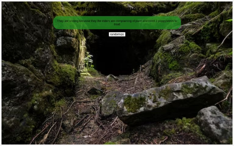 A trip to the Medicine cat den ― Perchance Generator