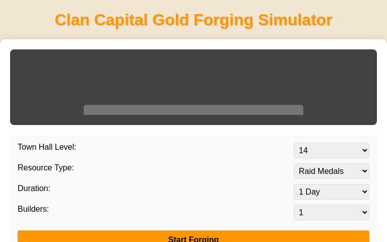 Clan Capital Gold Forging Simulator ― Perchance Generator