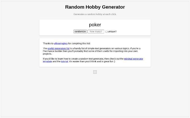 Random Hobby Generator
