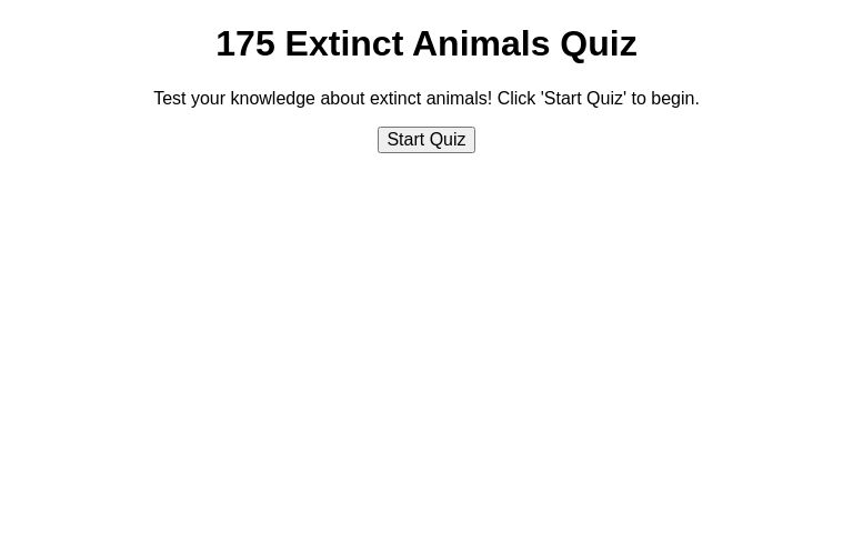 175 Extinct Animals Quiz ― Perchance Generator