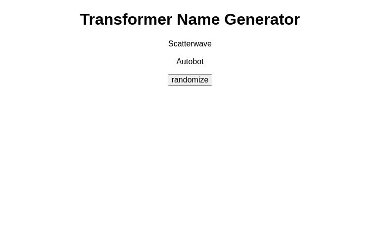 Transformer Name Generator