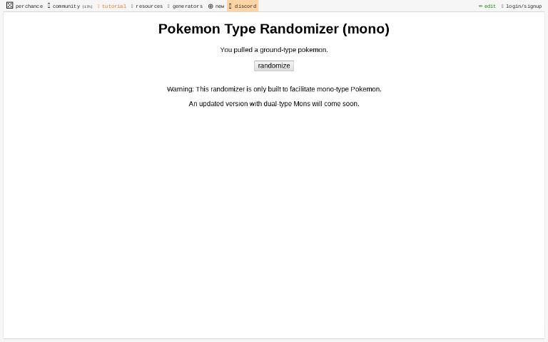 Pokemon Type Randomizer (mono) ― Perchance Generator