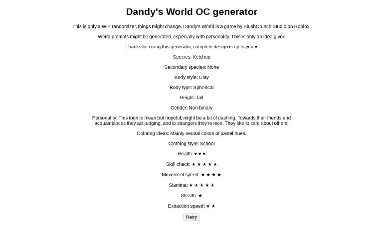 Dandy's World OC generator