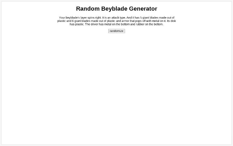 Random Beyblade Generator