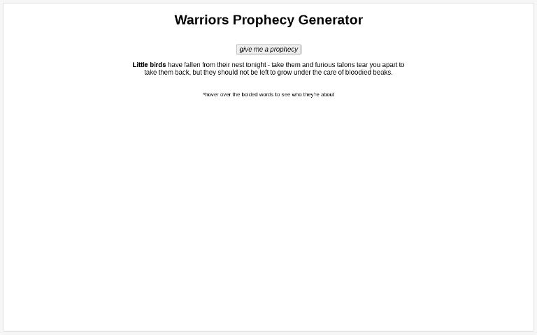Warriors Prophecy Generator