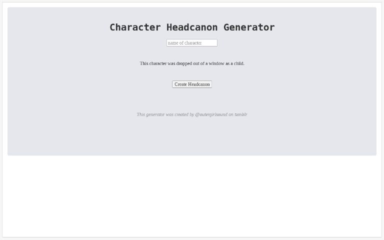 Character Headcanon Generator