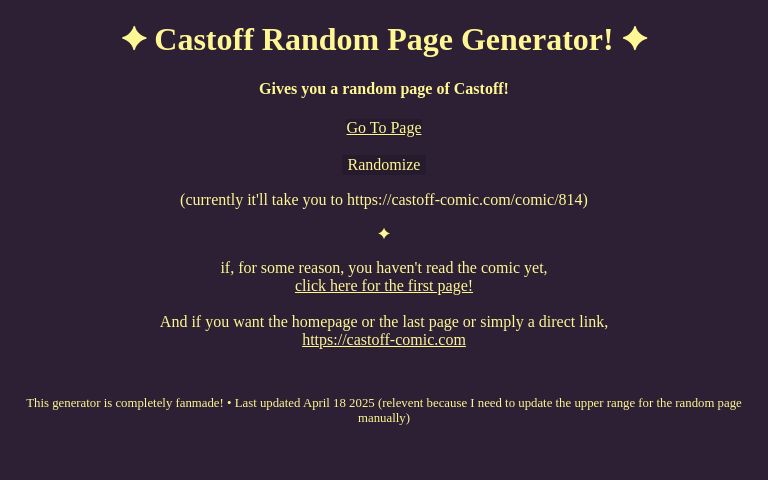 Castoff Random Page Generator!